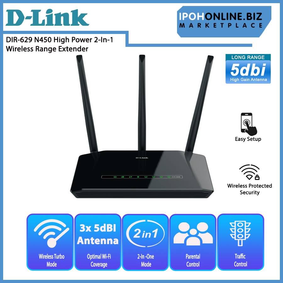 D-Link DIR-629 N450 High Power Long Range 5dBI High Gain Antennas 2-In ...