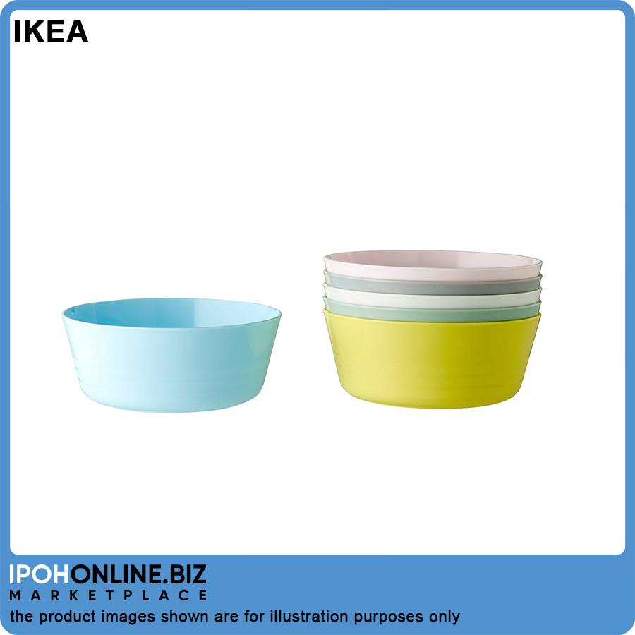 IKEA Kalas Assorted Colours 6 Pcs Polypropylene Plastic Bowl IKEA Kalas Assorted Colours 6 Pcs Polypropylene Plastic Bowl