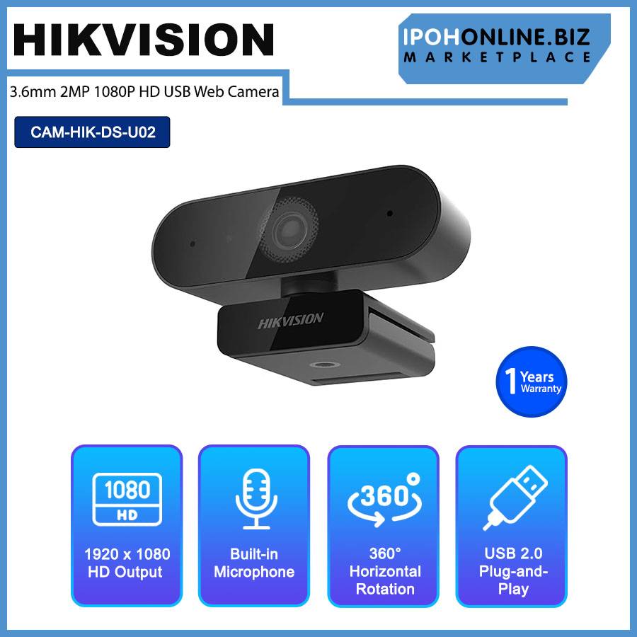 Hikvision DS-U02 3.6mm 2MP 1080P HD USB Web Camera Built-in Microphone ...