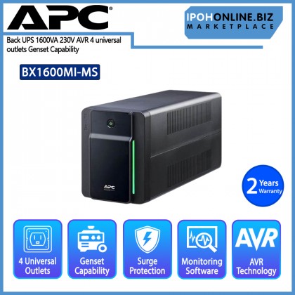 APC Back UPS 1600VA 230V AVR 4 universal outlets BX1600MI - MS Genset ...