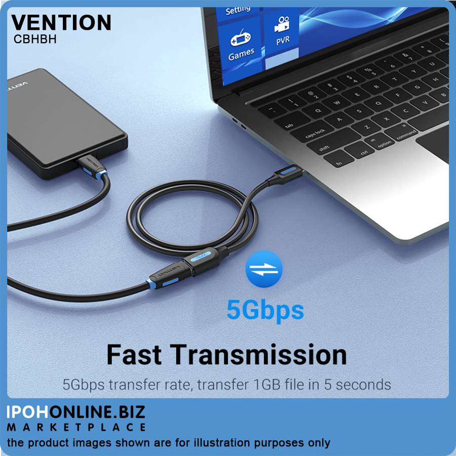 VENTION USB Extension Cable USB3.0 Extender 2M Cord Type A Male To ...