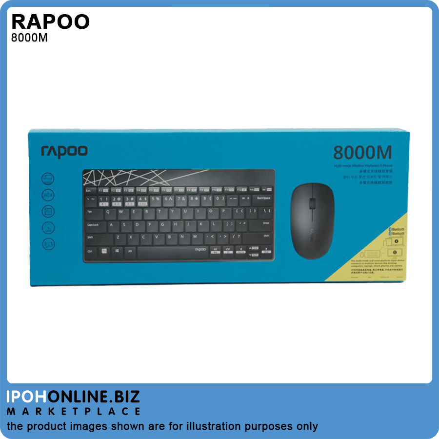 Rapoo | 8000M | Wireless Keyboard Mouse | Ipohonline