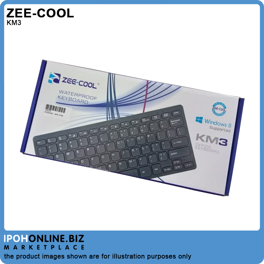 Zee-Cool | KM3 | Super Slim | Waterproof | USB | Mini Keyboard | Ipohonline