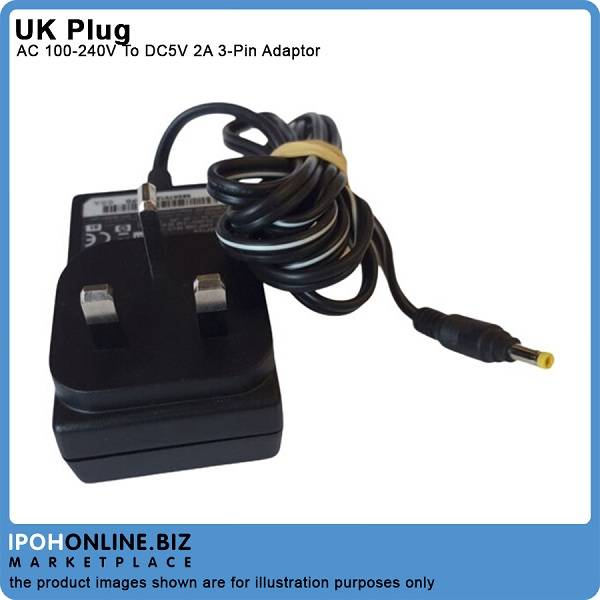 AC 100V-240V To DC 5V 2A Switching power supply Adaptor 3 Pin UK plug ...