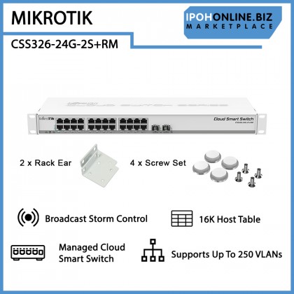 MIKROTIK CSS326-24G-2S+RM Cloud Smart Switch 24 port Gigabit + 10G SFP+ ...