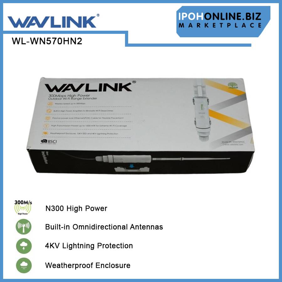 Wavlink WL-WN570HN2 300Mbps High Power Outdoor Wi-Fi Range Extender ...