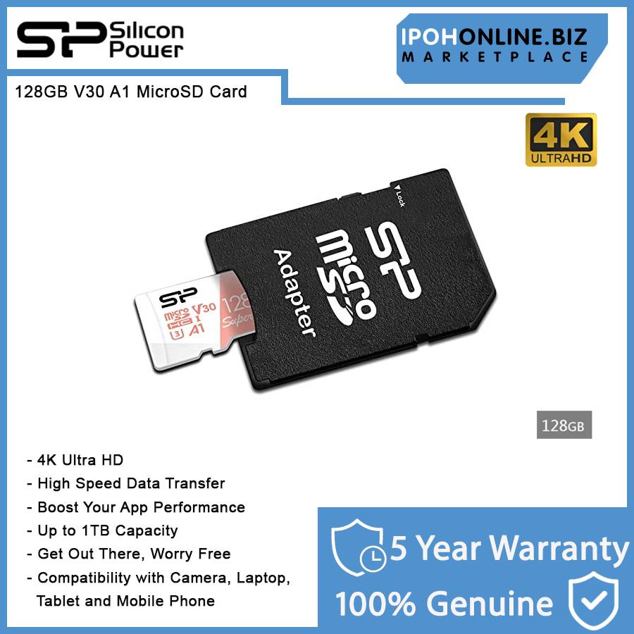 SILICON POWER Superior V30 A1 128GB Micro SD Card With Adapter