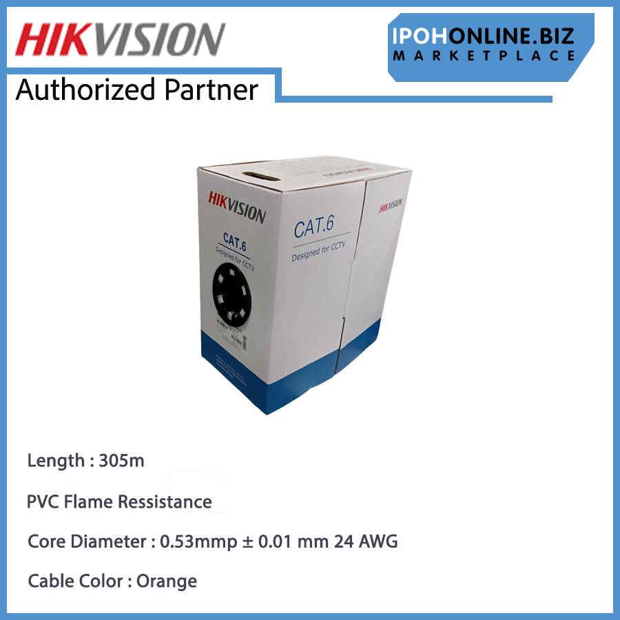 HIKVISION DS-1LN6UEC0 U/UTP Cat6 PVC 24AWG Network Cable Solid Bare ...
