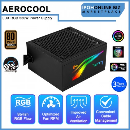 Aerocool LUX RGB 550W 80 Plus Bronze Power Supply | Ipohonline