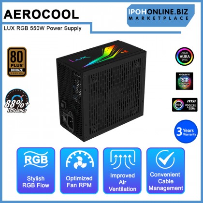 Aerocool LUX RGB 550W 80 Plus Bronze Power Supply | Ipohonline