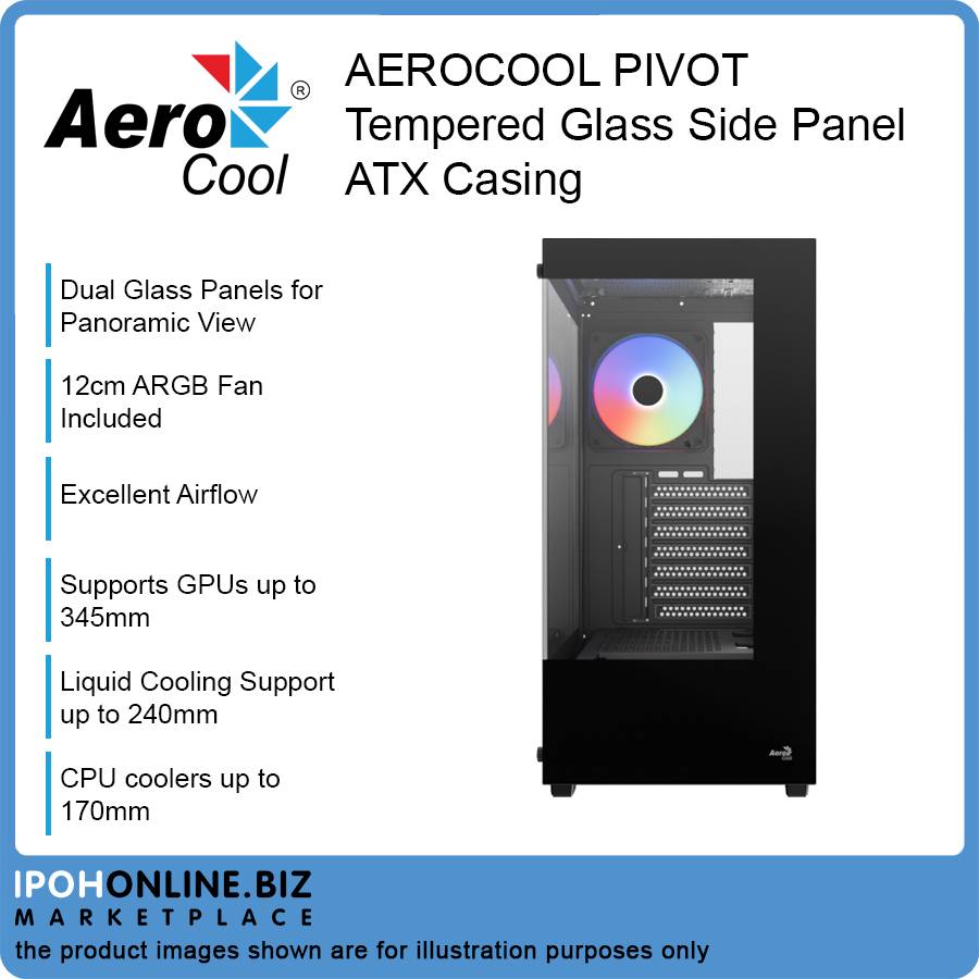 AEROCOOL PIVOT Tempered Glass Side Panel ATX Casing