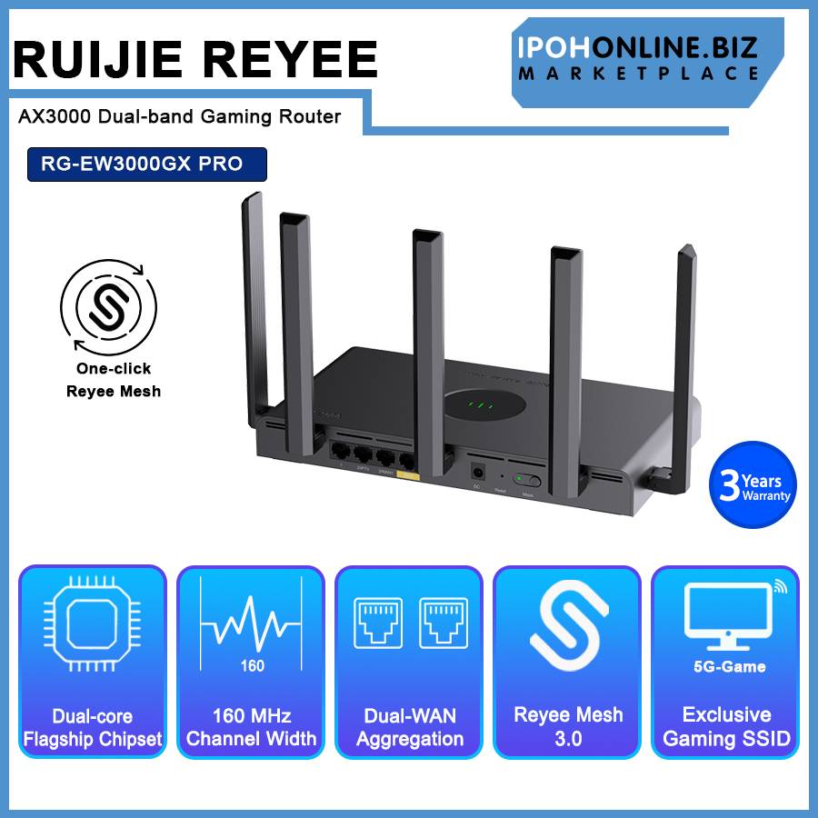 RUIJIE REYEE RG-EW3000GX PRO Dual-band Gigabit Mesh Gaming Router Wi-Fi ...