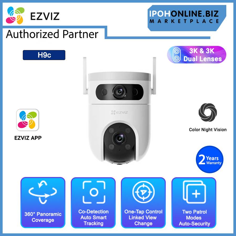 EZVIZ H9c Dual Lens WIfi Camera 5MP + 5MP PTZ & Fix Lens CCTV Security ...