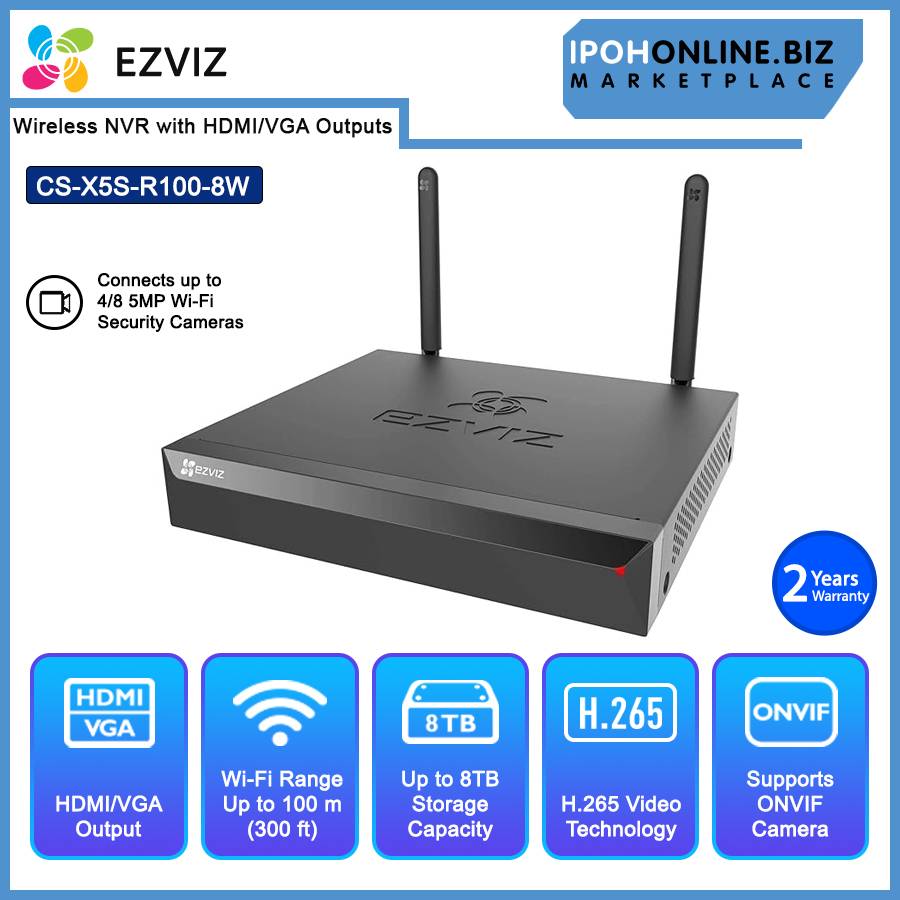 EZVIZ X5S 8CH Wireless NVR with HDMI & VGA Outputs | Ipohonline