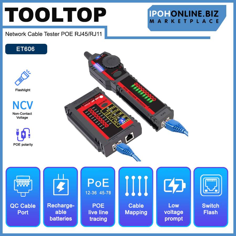 ET606 Network Cable Tester POE RJ45/RJ11 Tester 3KM Digital Cable