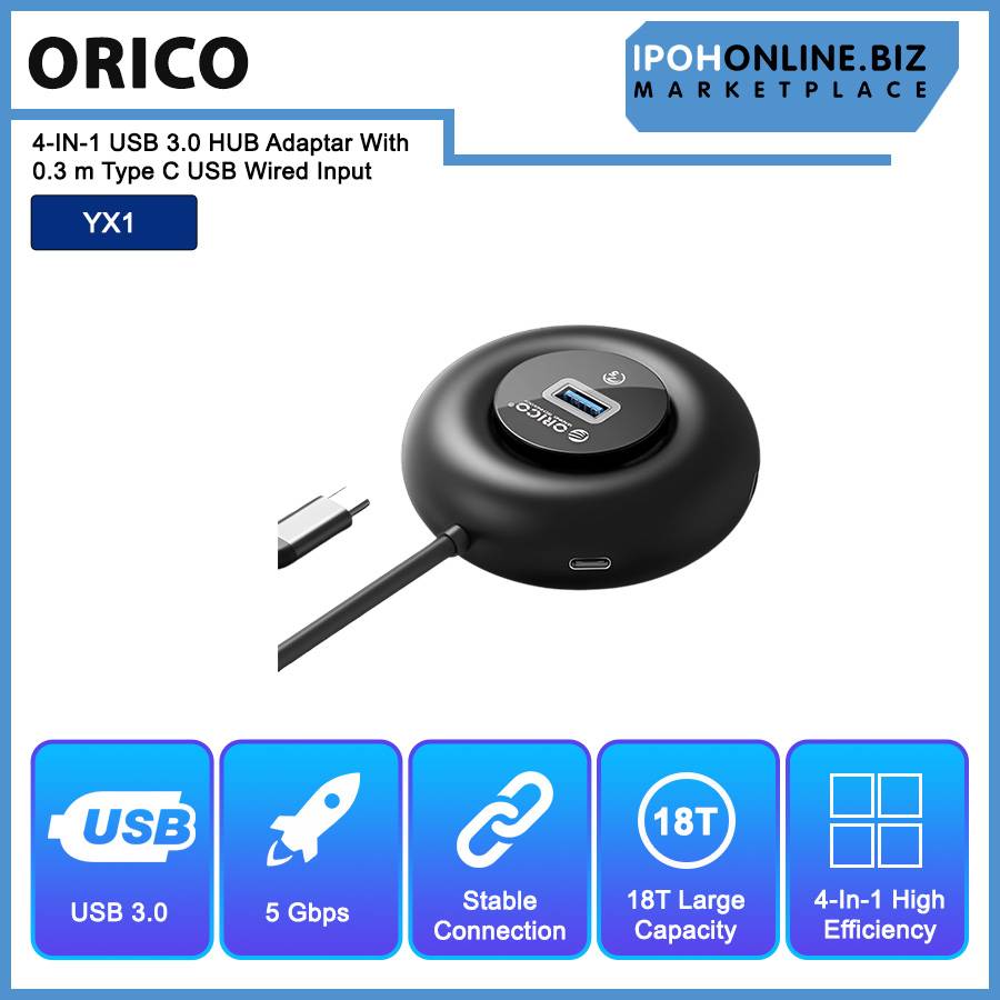 ORICO Round USB HUB Box 4 USB Hub Adapter with Type C USB Wired input ...