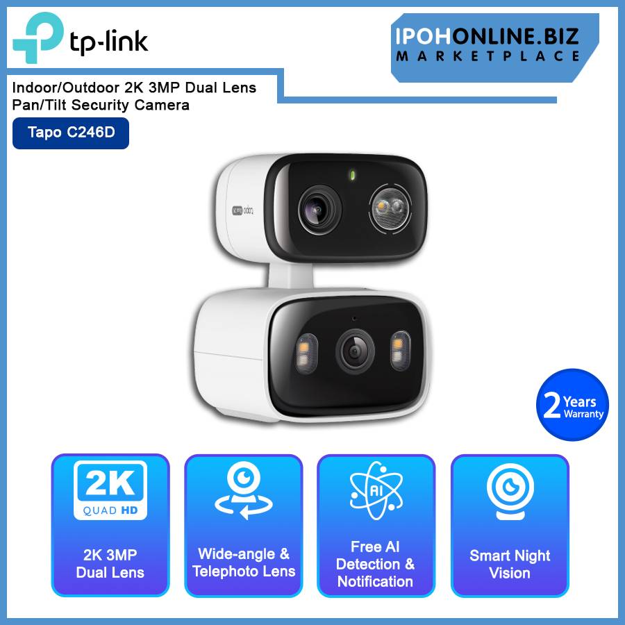 TP-LINK Tapo C246D Indoor/Outdoor 2K 3MP Dual Lens Pan/Tilt Security ...