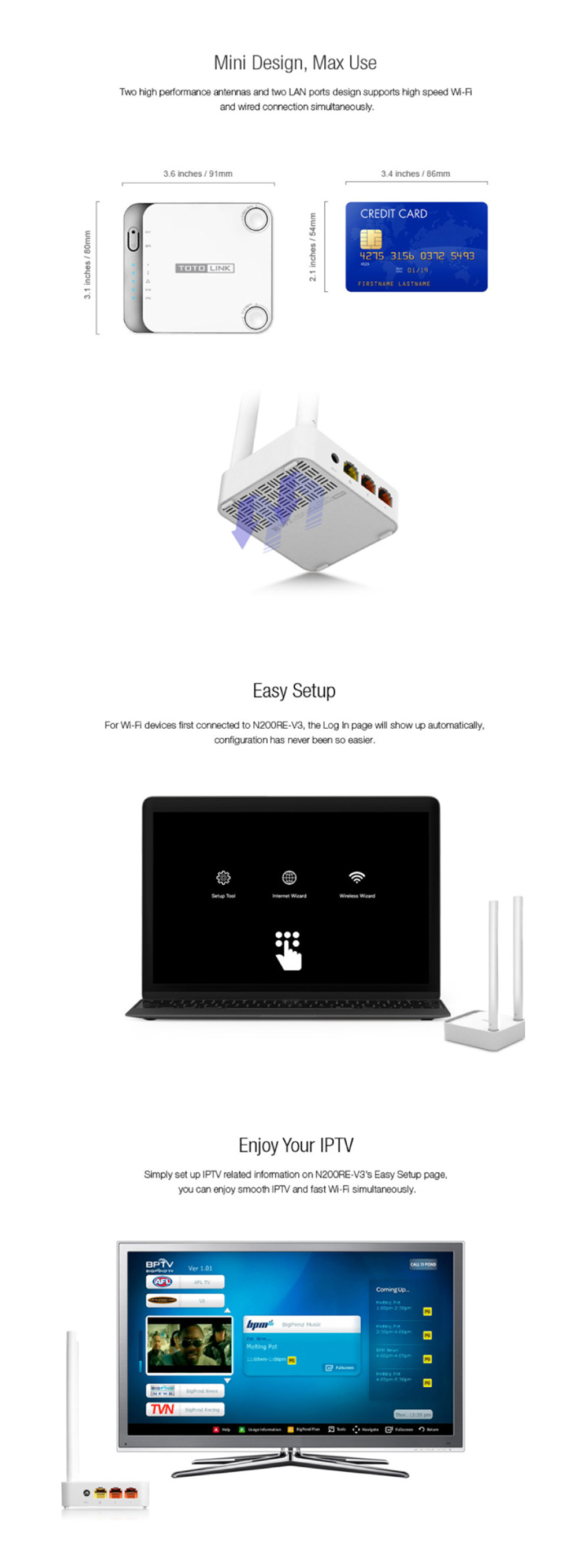 TOTOLINK N200RE-V3 300Mbps Mini Wireless N Router