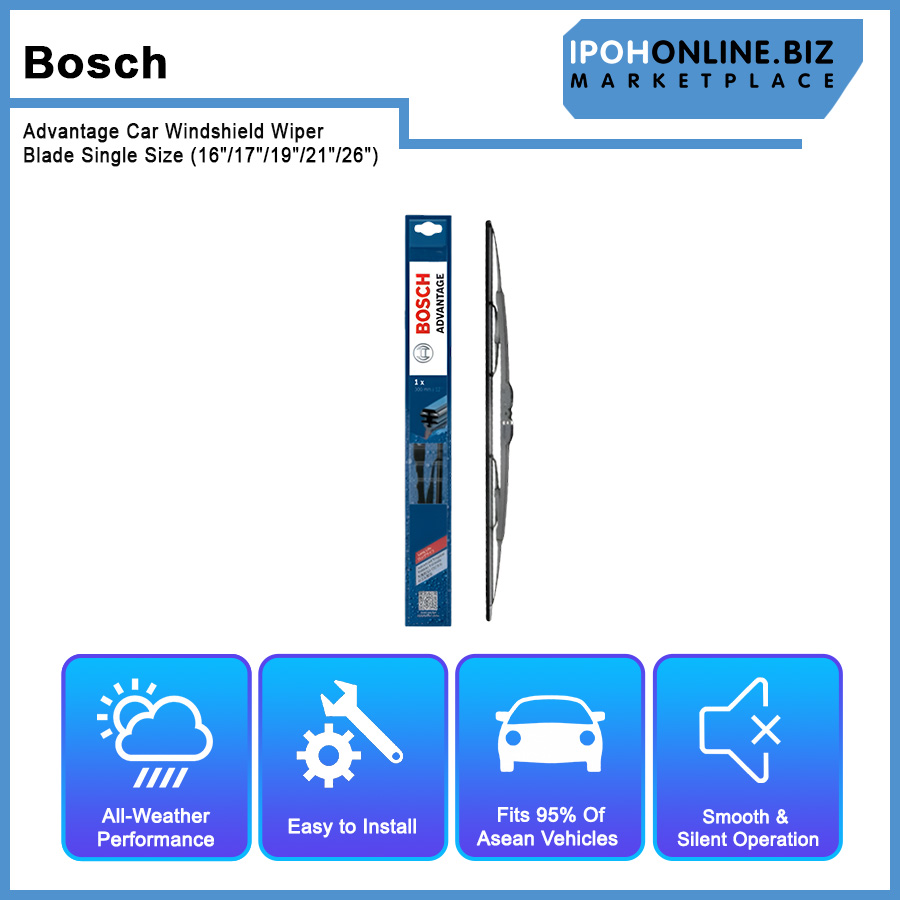 Bosch Advantage Car Windshield Wiper Blade Single Size (16"/17"/19"/21 ...