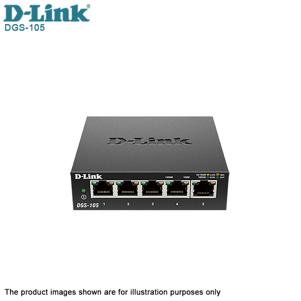 D-LINK DGS-105 5 Port 10/100/1000Mbps GIGABIT DESKTOP METAL CASING SWITCH
