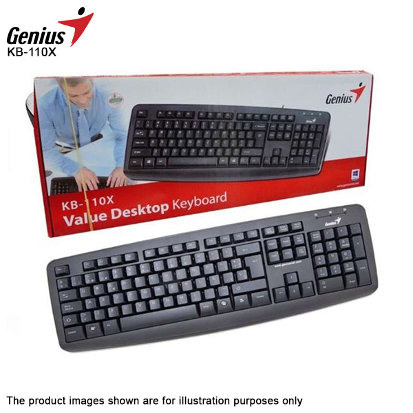 Genius KB-110X Value PS2 Desktop Keyboard - PS/2 port Black Windows XP DOS