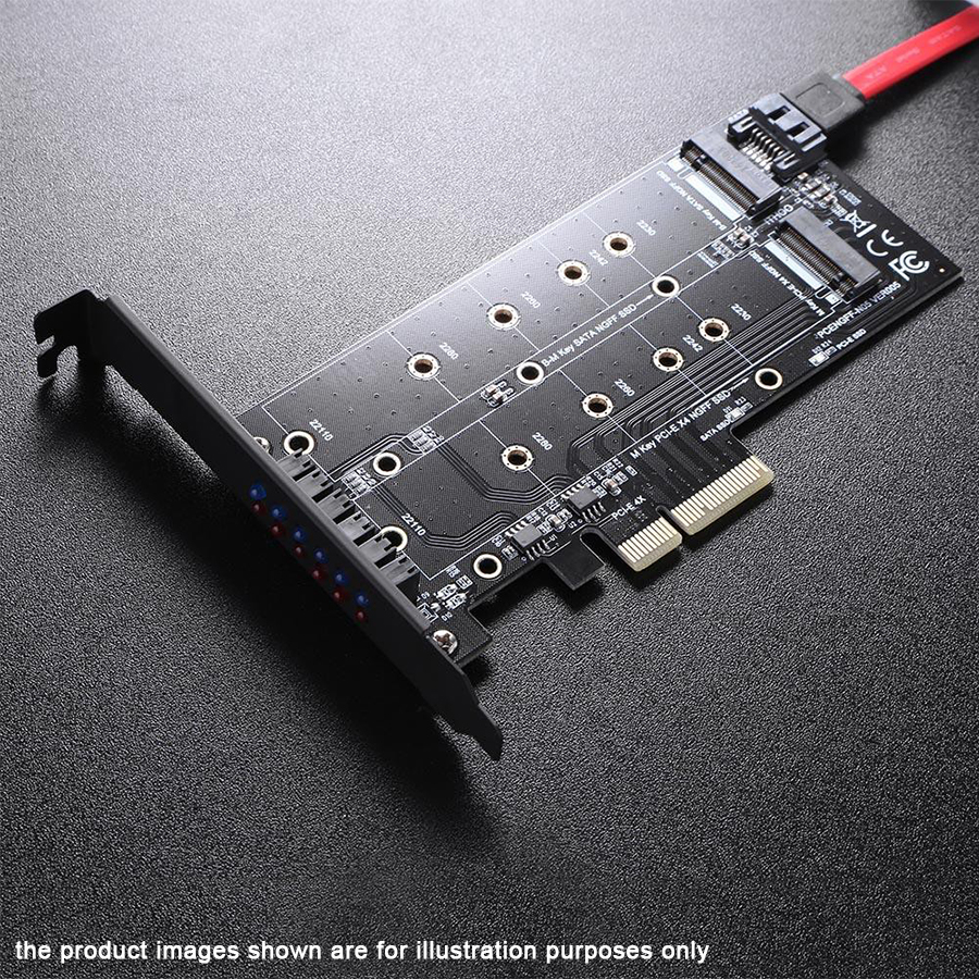PCI-E 4X to NGFF SSD Adapter Card B-Key+M-Key M.2 NGFF+NVME Adapter Card