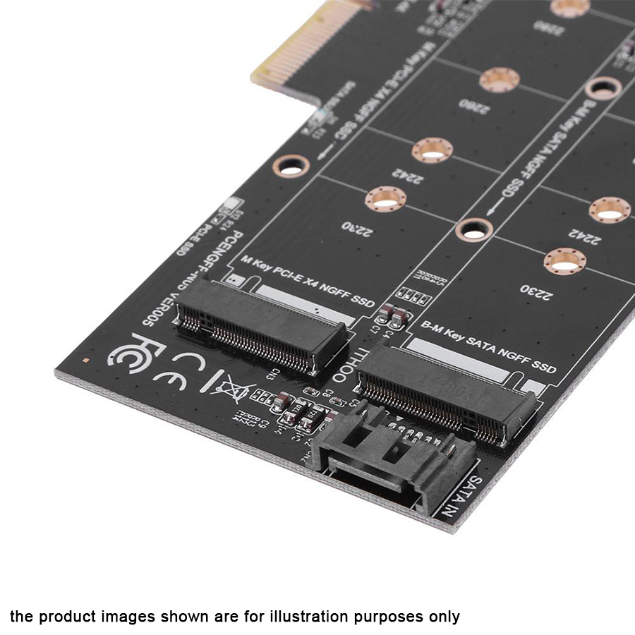 PCI-E 4X to NGFF SSD Adapter Card B-Key+M-Key M.2 NGFF+NVME Adapter Card