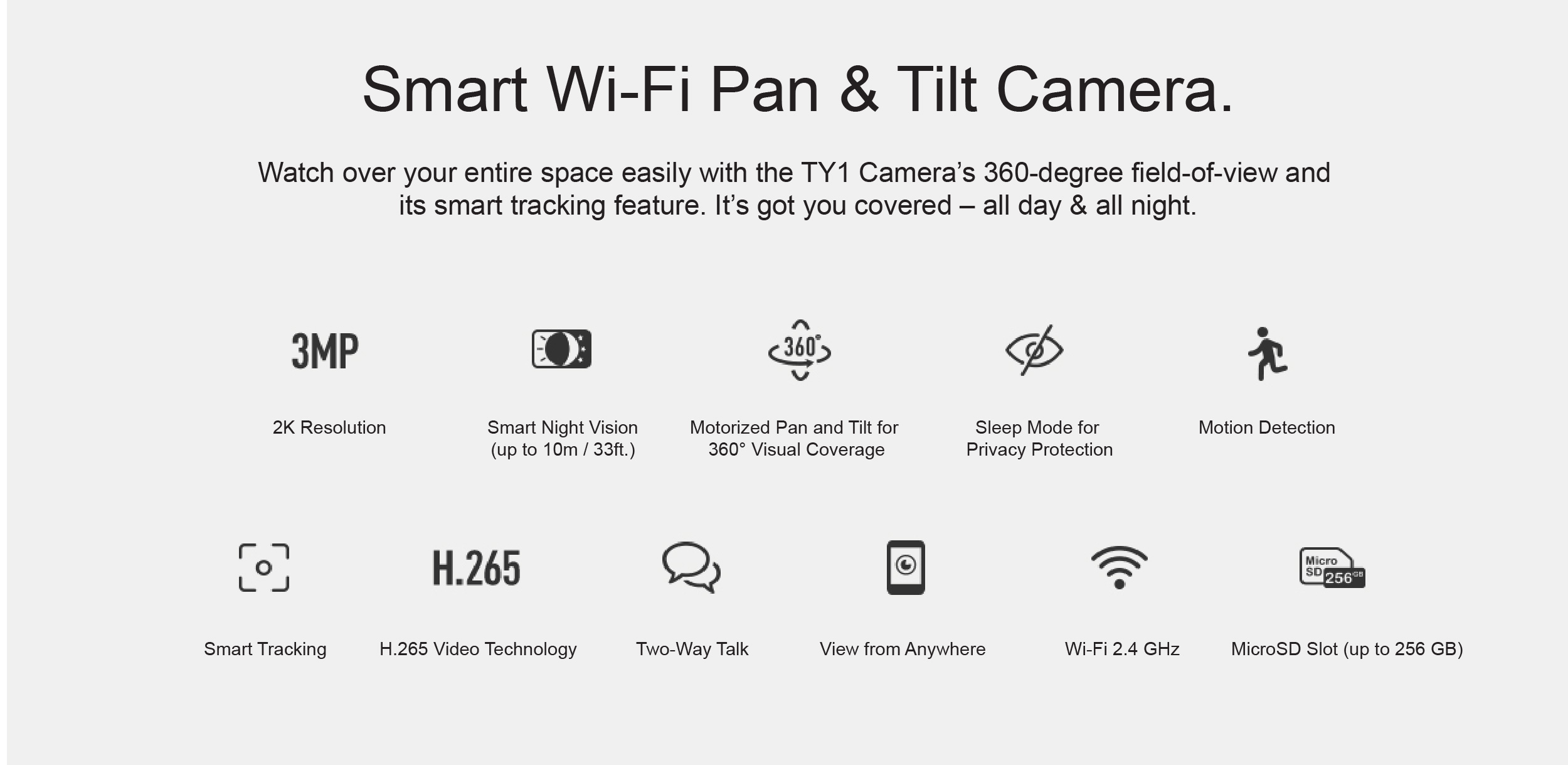 EZVIZ TY1 3MP 2K H.265 Smart Wi-Fi Pan & Tilt CCTV Camera C0-2C3WF ...