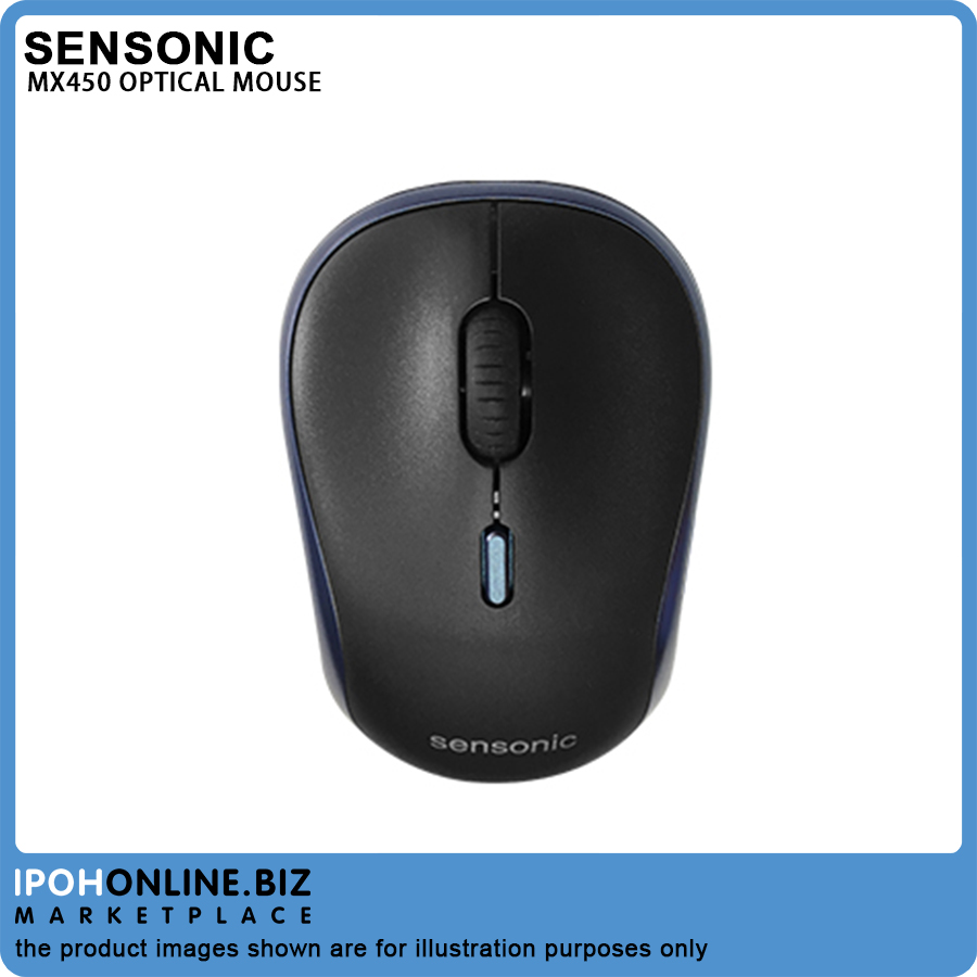 Sensonic MX450 Silent Click Cordless Optical Mouse - Black+Blue/Red