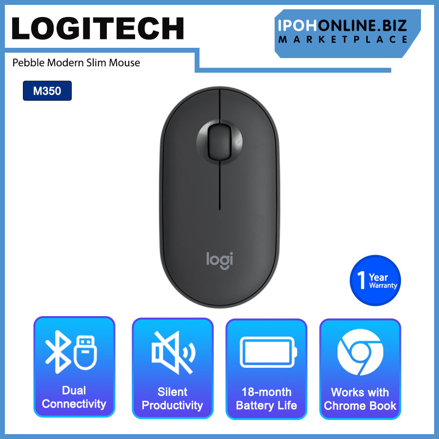 Logitech Pebble M350 Modern Slim and Silent Wireless Bluetooth Mouse
