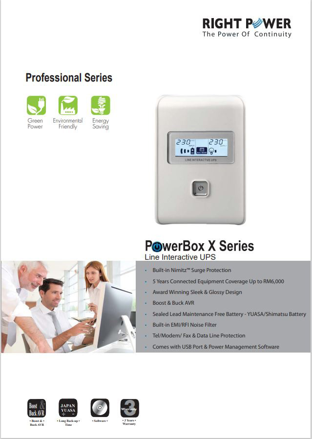 RIGHT POWER BOX X9 240V (800VA) UPS - 2 X British Output Socket