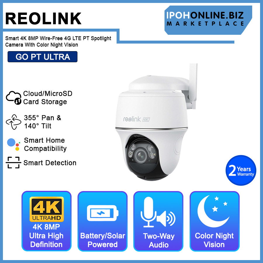 Reolink Go PT Ultra Smart 4K 8MP Wireless 4G LTE PT Battery Spotlight ...