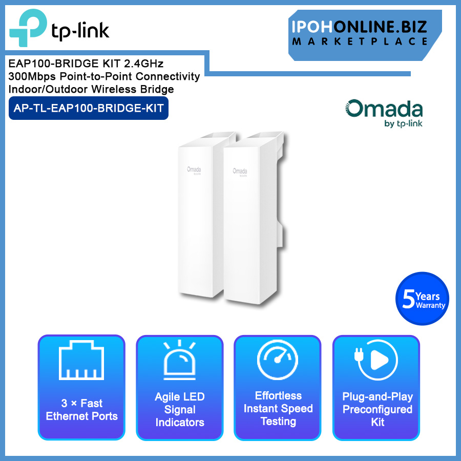 TP-LINK EAP100-BRIDGE KIT 2.4GHz 300Mbps Point-to-Point Connectivity ...