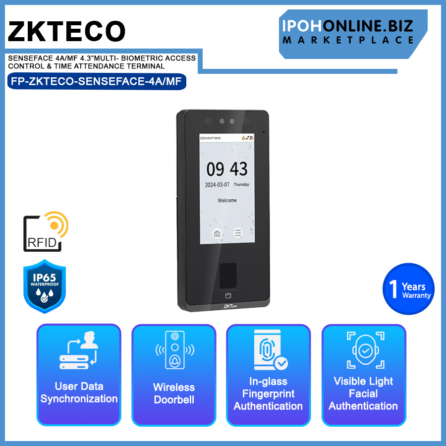 ZKTECO SENSEFACE 4A/MF 4.3"MULTI- BIOMETRIC ACCESS CONTROL & TIME ...